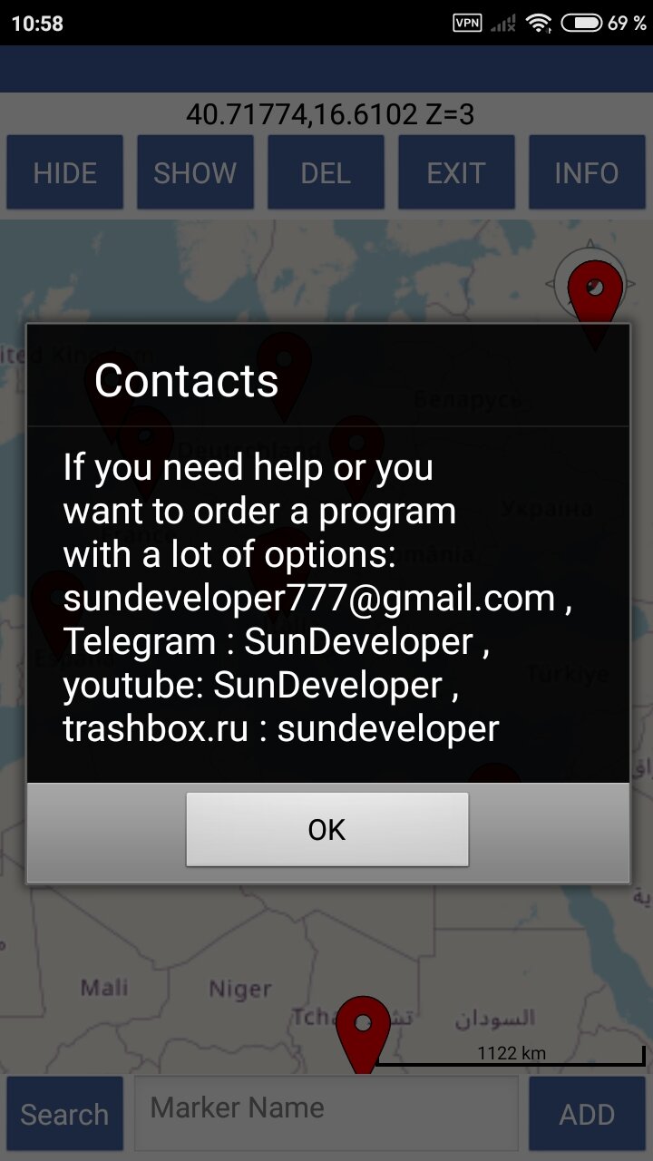 Скачать GPS MAP MARKER OFFLINE закладки на карте 1.4 Light для Android